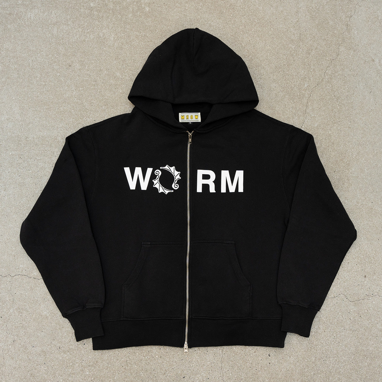 WORM LOGO Zip-Up Hoodie Black | WORM TOKYO WEB STORE